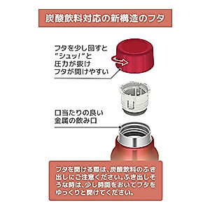 Thermos FJK-750 R Water Bottle, Insulated Carbonated Drink Bottle, 25.4 fl oz (750 ml), Red, For Cold Insulation Only