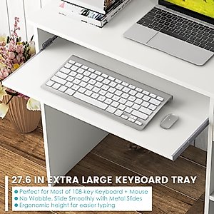 HAPPYGRILL Computer Desk with Monitor Stand, Home PC Office Desk with Keyboard Tray, Drawer & CPU Stand, Study Writing Desk Home Workstation Desk with Display Shelf