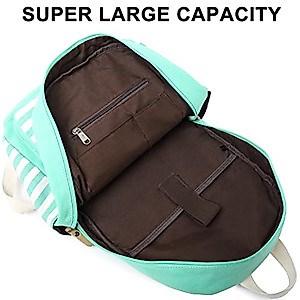 Joyfulife Girls Backpacks, School Backpack for Girls Lightweight Canvas Backpack Student Bookbags Stripe Backpack with Lunch Box 4 in 1