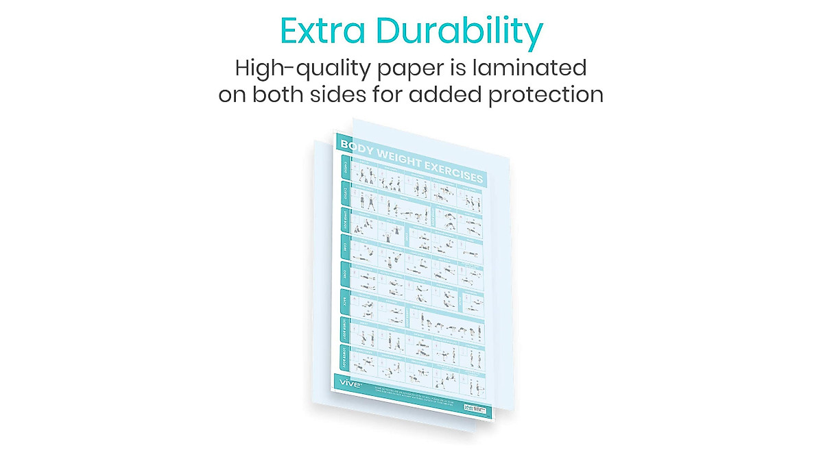 Vive Bodyweight Exercise Poster - Workout Poster for Home Gym Decor ...