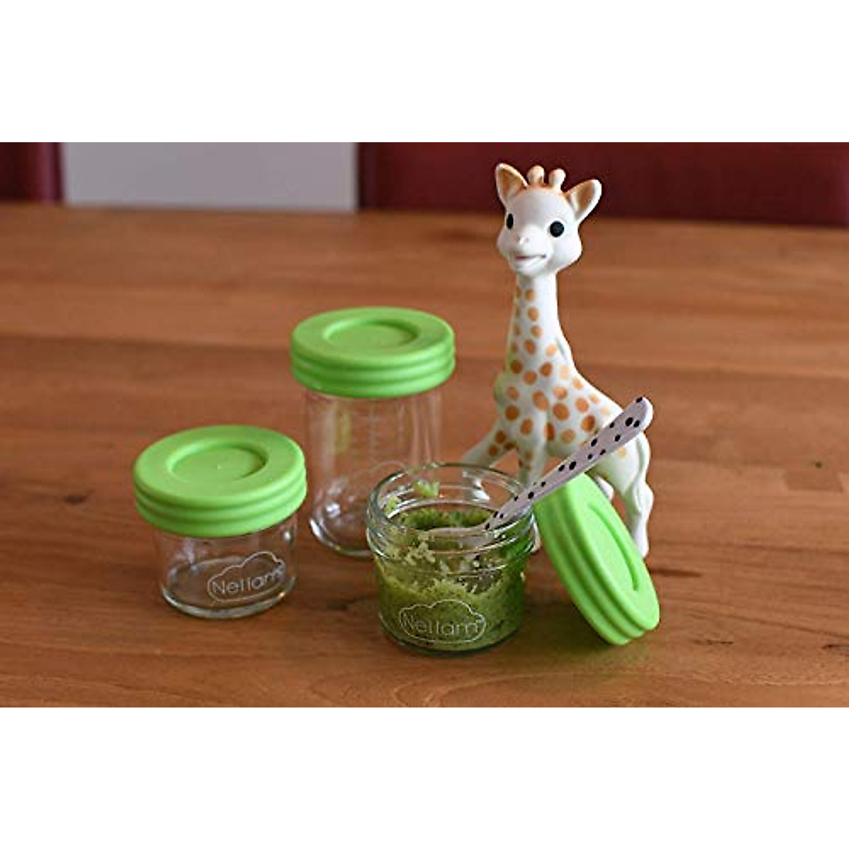 Nellam Baby Food Storage Containers - Leakproof, Airtight, Glass Jars for Freezing & Homemade Babyfood Prep - Reusable, BPA Free, 12 x 4oz Set, that is Microwave & Freezer Safe