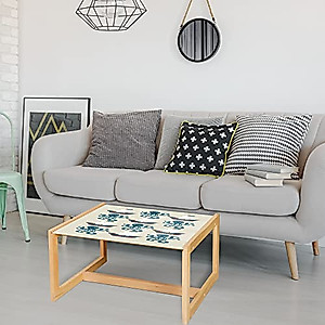 Lunarable Nautical Coffee Table, Pirate Ship and Octopus Sailboat Sails Flag Art Print Sailor Toys, Acrylic Glass Center Table with Wooden Frame for Offices Dorms, Large, Vermilion Beige and Teal