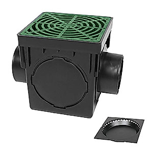 Storm Drain 9-in. Square Catch Basin Yard Drainage Kit with Debris Trap Green Grate