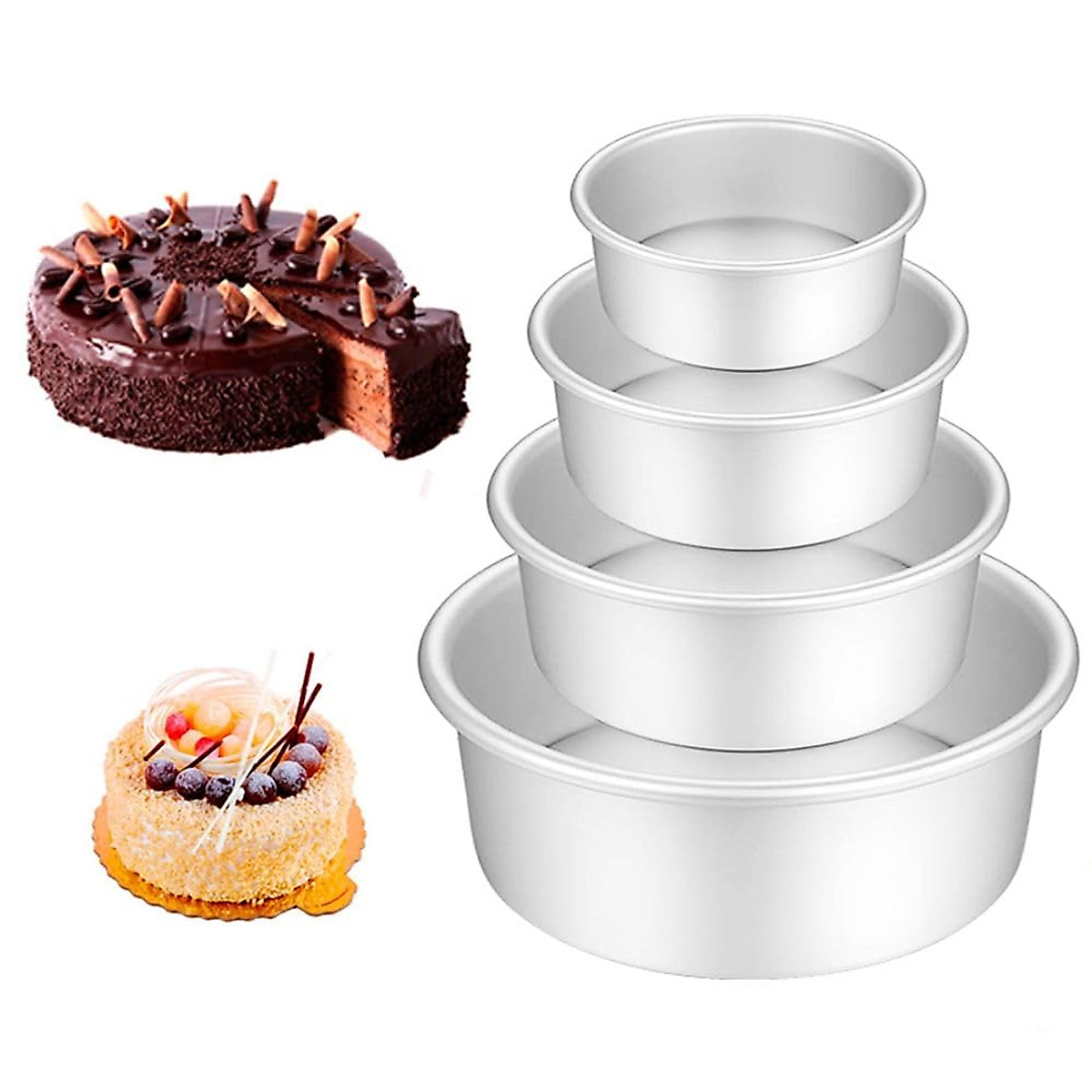 4/6/7/8/9/10/12 inch Round Cake Pans Aluminum Alloy Deep Cake Baking Pan Oven Baking Pans Cake Tin for Baking Layer Wedding Birthday Cake(4inch)
