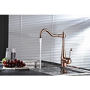 Kitchen Faucet Copper Bar Faucet 360 ° Swivel Single Handle Traditional Period Single Ceramic Lever Kitchen Sink Faucet Antique Mixer Tap One Hole Wet Bar Sink Faucet Victorian Commercial