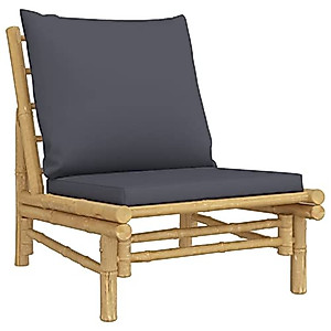 YAFF Patio Chairs 2 pcs with Dark Gray Cushions Bamboo-3459