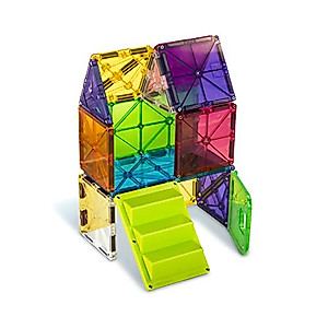 Magna-Tiles House Set, The Original Magnetic Building Tiles For Creative Open-Ended Play, Educational Toys For Children Ages 3 Years + (28 Pieces + Reusable Silicone Stickers)