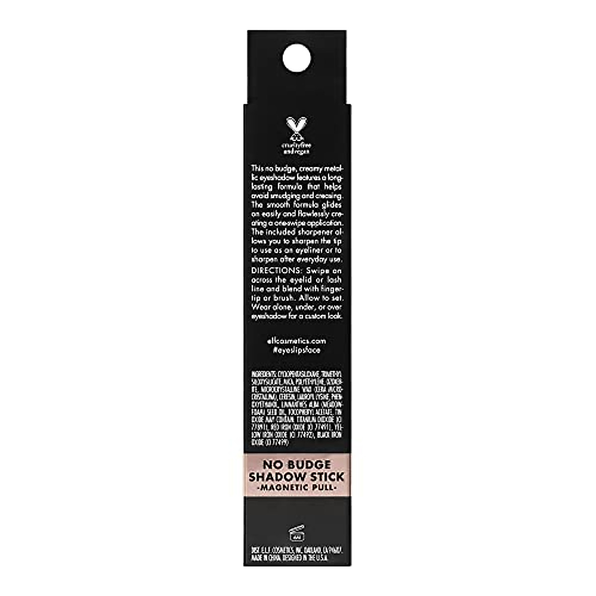 e.l.f. No Budge Shadow Stick, Longwear, Smudge-Proof Eyeshadow, Twist-up Design & Built-in Sharpener, Vegan & Cruelty-Free, Magnetic Pull, 0.056 Oz