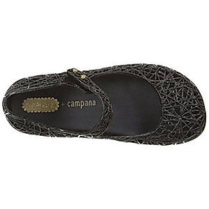 Mini Melissa Girl's Mini Campana Zig ZAG VI Mary Jane, Black Glitter, 7 M US Toddler