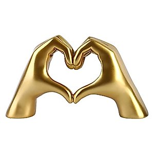 MOYI Gold Decor for Living Room Bedroom Bookshelf Coffe Table, Love Finger Aesthetic Statues Boho Wedding Accents Decorations, Knick Knacks Home Decor for Shelves