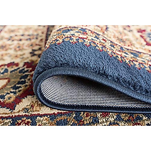 Fiona Traditional Oriental Navy Round Area Rug, 5' Round