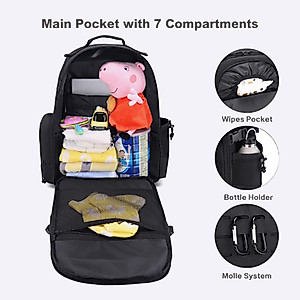 Baby Diaper Bag Backpack, Baby Bags for Boys Girls, Large Diaper Changing Backpack for Mom Dad, Durable Waterproof Maternity Hospital Nappy Bag with Stroller Straps for Men Women