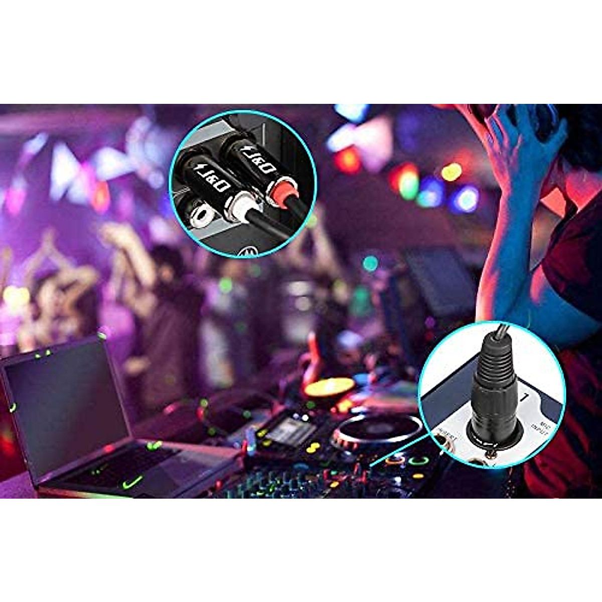 J&D XLR to 2 RCA Y Splitter Patch Cable, PVC Shelled Unbalanced Dual RCA Male to XLR Male Stereo Audio Interconnect Cable Adapter for Speaker Condenser Mic Mixer AMP, 6 Feet