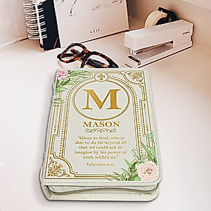 10x7 Inch Personalized Bible Cover – Create Your Own Design, Custom Bible Cover and Carrying Case with Handle – Leatherette Book Covers and Bible Case for Women - White (Design 4)