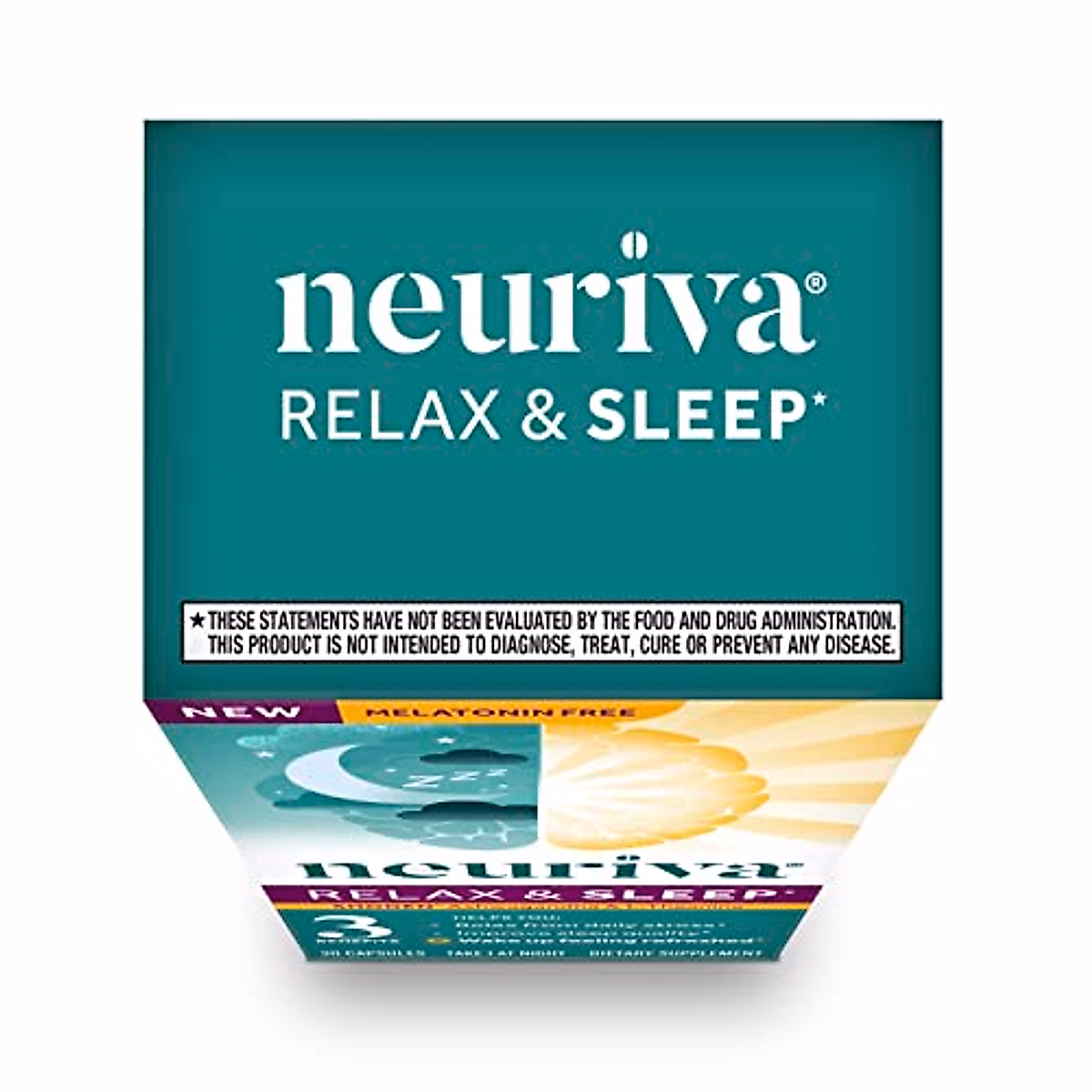 NEURIVA Melatonin Free Natural Sleep Aid Supplement with L-Theanine to Help You Relax & Ashwagandha to Support Restorative Sleep So You Can Wake Up Feeling Refreshed, 30ct Capsules