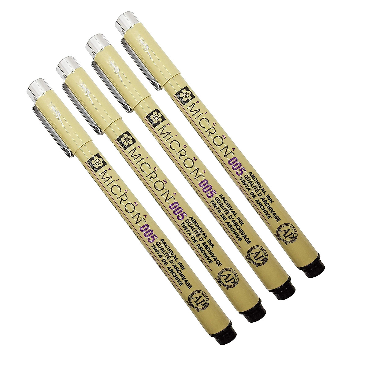 Sakura Pigma Micron 005 Black Pen 0.2mm Line Width Pack of 4 (005)