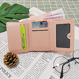 Loxepur Women Cute Fruit Print Wallet Tri-Fold Multi-card Coin Purse (Pink)