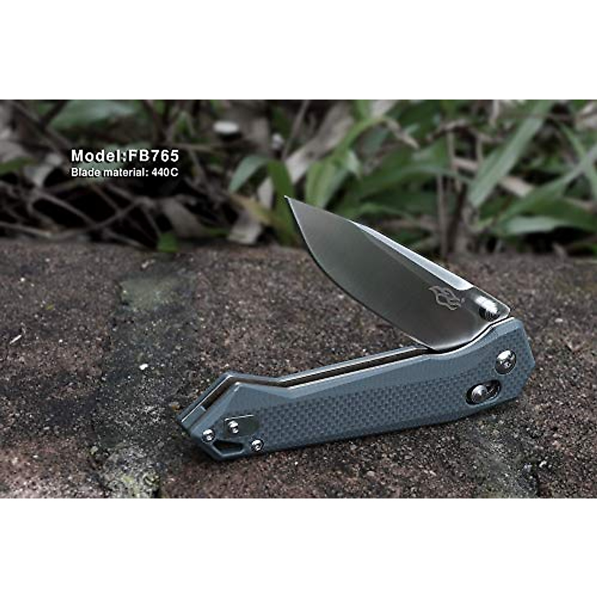 Firebird Ganzo FB7651-GY Pocket Folding Knife 440C Stainless Steel Blade G10 Anti-Slip Handle with Clip Hunting Fishing Camping Folder Outdoor EDC Knife (Grey)