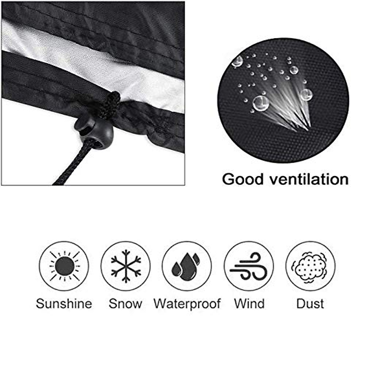 QIAOH Garden Furniture Covers Round 128x38in, Garden Table Cover, 420D Heavy Duty Protection Waterproof Windproof Weatherproof & Anti-UV Outdoor Patio Circular Table Cover, Patio Furniture Cover