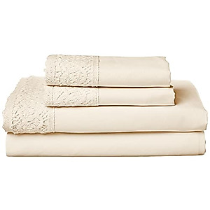 Modern Threads Soft Microfiber Crochet Lace Sheets - Luxurious Microfiber Bed Sheets - Includes Flat Sheet, Fitted Sheet with Deep Pockets, & Pillowcases Linen California King
