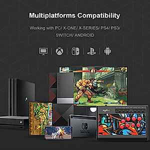 PXN X8 Street Fighter Stick Arcade Joystick, Mechanical Buttons, Keyboard-Style Direction Keys, Turbo Functions, Switchable Joystick Modes, Suitable for PS3 / PS4 / Nintendo Switch / PC Windows
