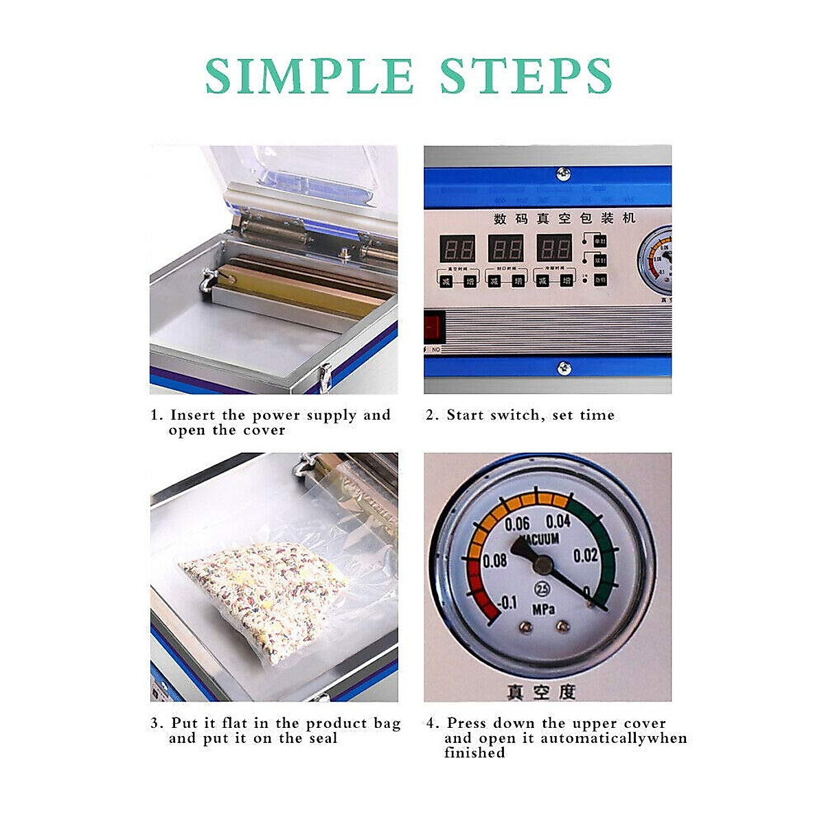 Chamber Vacuum Sealer Machine Commercial Kitchen Food Chamber Vacuum Sealer, 110V Packaging Machine Sealer for Food Saver, Home, Commercial Using