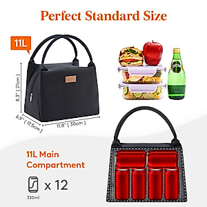 Lifewit Reusable Lunch Bag Large, Insulated Tote Lunch Box for Women Men for Meal Prep, Work, Travel, Black