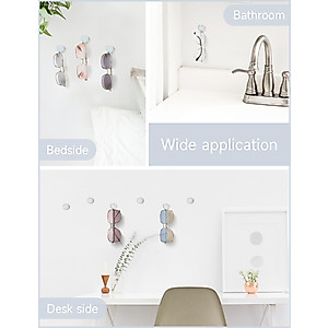 Oaque Sunglasses Organizer Wall Mounted Sunglasses Holder 6 Pack Hanging Eyeglass Holder (White with Adhesive)