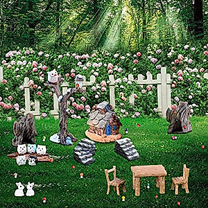 126 PCS Miniature Fairy Garden Accessories,Fairy Garden Kit,Including Animals, Mini Houses, Miniature Figurines,and DIY Dollhouse Decoration,Micro Landscape Ornaments, Garden DIY Kit（Merkaunis）