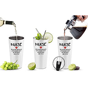 Fancyfams Nurse Gifts for Women 22 oz Stainless Steel Tumbler - Nurse Tumbler, Nurse Gifts, Gifts for Nurses, RN Gifts for Nurses, Nurse Gift Box for Women (White Nurse Set)