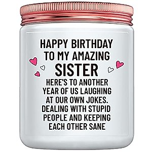 Birthday Gifts for Sister from Sister Funny Birthday Gifts for Women My Soul Sister Sister-in-Law 21th 29th 30th 40th 50th 60th Year Birthday Lavender Candle