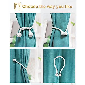 OySeyFo 8 Pack Magnetic Curtain Tiebacks, Drapery Holdbacks with Upgraded Magnet Convenient Drape Tie Backs European Style Decorative Curtain Ties for Home&Office Window Draperies(White)