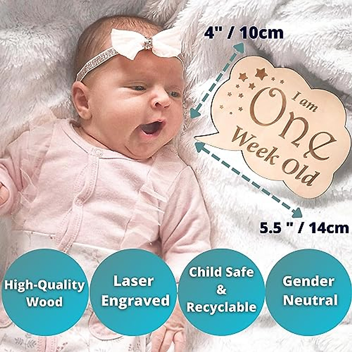 Heart's Sign 24 Designs Monthly Baby Milestone Cards - Baby Monthly Milestone Wood Discs | Baby Months Signs | Baby Milestone Discs | Baby Photo Props