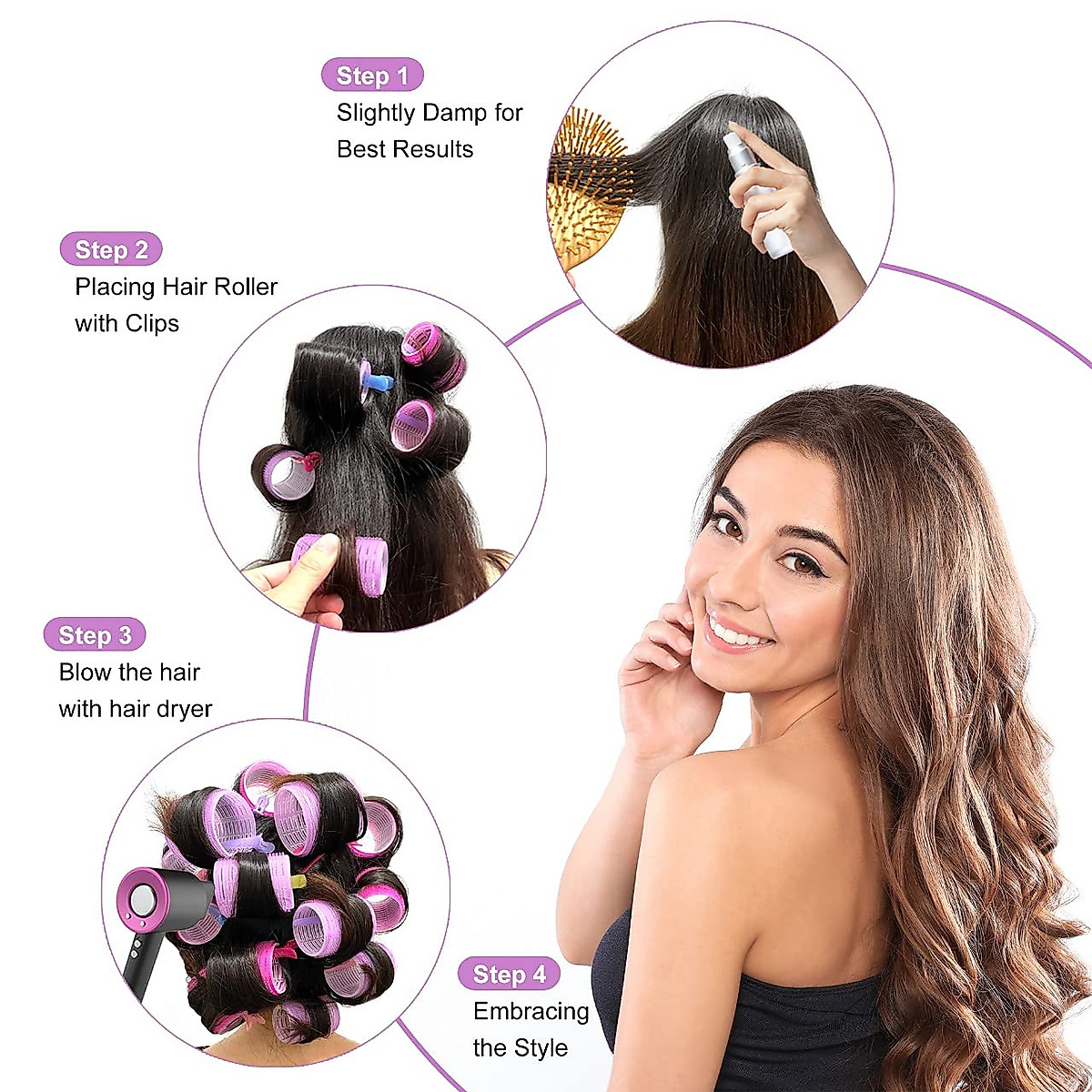 Jumbo Hair Rollers by Larvishe - Self Grip Hair Curlers Set for Long Hairs Including Jumbo, Large and Medium Hair Rollers - Ideal for Salon Dressing, 28 Piece Set