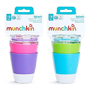 Munchkin® Splash™ Open Toddler Cups with Training Lids, 7 Ounce, Multicolored, 4 Pack