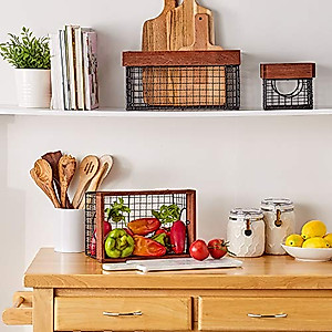 DII Farmhouse Wood Rimmed Wire Storage Basket Set, Bronze, Assorted