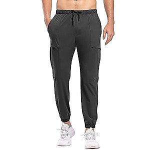 Rdruko Men's Workout Joggers Dry Fit Windbreaker Running Pants Men Lightweight Sweatpants Gym Active Track Pants(Dark Gray, US M)