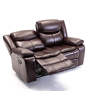 Familymill Breathable Leather Manual Reclining Loveseat for Living Room
