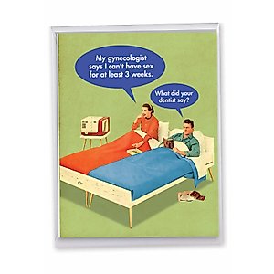 NobleWorks - 1 Jumbo Funny Card for Birthdays (8.5 x 11 Inch) - Cartoon Joke, Humor Bday Card with Envelope - Dentist Say J5585BDGC
