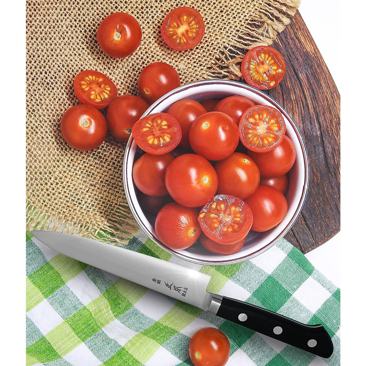 MASAMOTO AT Japanese Petty Knife 6" (150mm) Kitchen Small Utility Knife, Sharp Japanese Stainless Steel Blade, Pakkawood Handle, Made in JAPAN