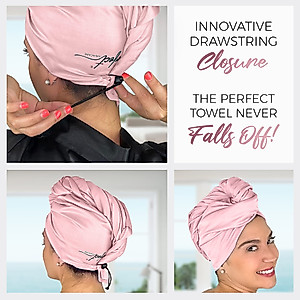 Microfiber Hair Towel Wrap for Women - Gift and Travel - Smooth like Silk - Curly, Wavy, Straight Hair Girls - Plopping Essential - Anti-Frizz, Fast Drying, Works Better than a Cotton T-Shirt