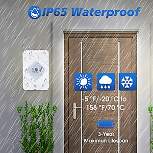 Wireless Doorbell with Night Light, AONCO Waterproof Door Bell Chime Kit Alarm for Home at Over 1300 Feet Range Operating with 58 Melodies, Mini LED Light with Dusk to Dawn Motion Sensor, White