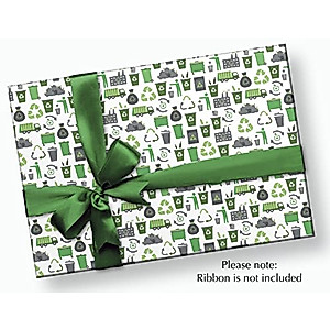 Garbage Birthday Party Gift Wrapping Paper, Folded Flat 30 x 20 Inch, 3 Sheets