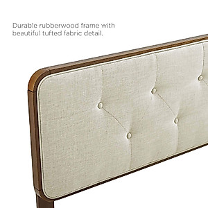 Modway MOD-6234-WAL-BEI Collins Tufted Queen Fabric and Wood Headboard, Walnut Beige