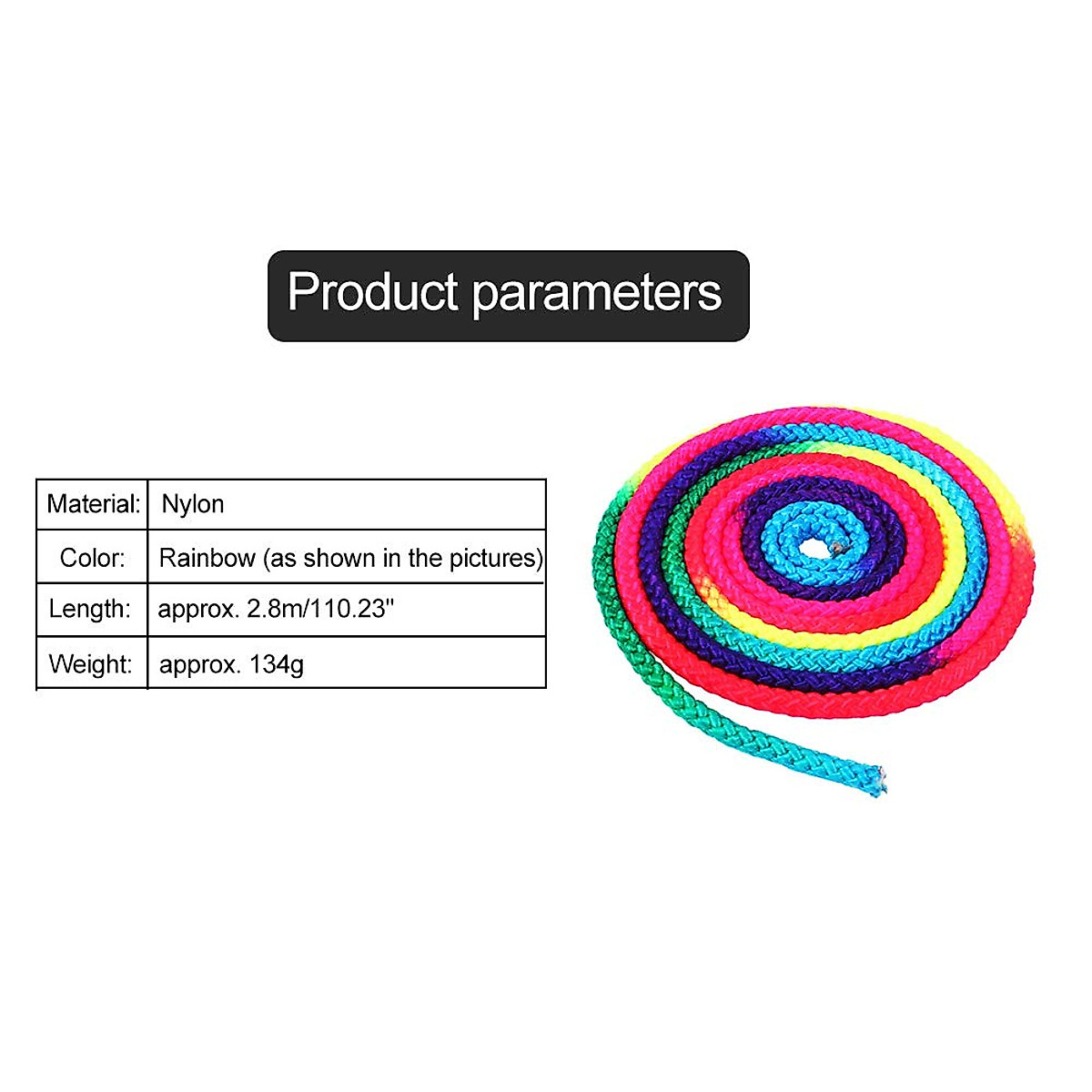 Alomejor Gymnastics Rope Rainbow Color Rhythmic Gymnastics Rope Solid Competition Arts Training Rope