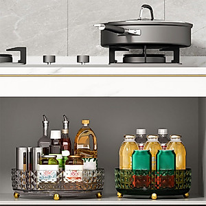 Non Skid Lazy Susan Turntable, 1 Tier Non Skid Spice Rack Turntable, 9 Inch Spinning Organizer, 360 Degree Rotating Seasoning Organizer for Kitchen, Pantry Cabinet, Refrigerator, Dark Green