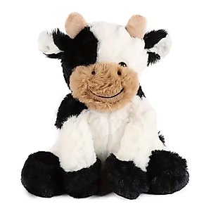 unsnurnoch Adorable Plush Cow Toy Floppy Dairy Cattle Soft Stuffed Animal,Soft Kawaii Plushies Cuddle Pillow, Cute Plushies Birthday Valentine's Day Gifts (Black)