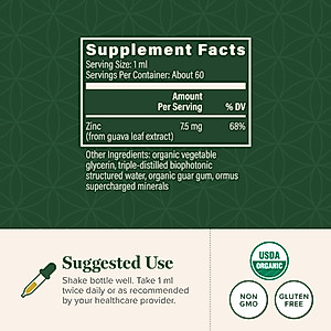 Global Healing USDA Organic Zinc Liquid Supplement - Pure Vitamin Drops for Immune System Boost, Hormone Balance, and Healthy Aging - Vegan-Friendly, Non-GMO - 2 Fl Oz