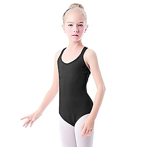 Daydance Black Dance Leotards for Girls, Sleeveless Camisole Ballet Outfits