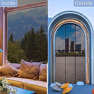 Lmlpt Window Privacy Film See Out Not in One Way Day and Night, Sun Blocking Anti UV Window Sticker Heat Control Glass Film Self-Adhesive Window Tint Home Office, Brown Silver, 35.4 inch X 16.4 feet